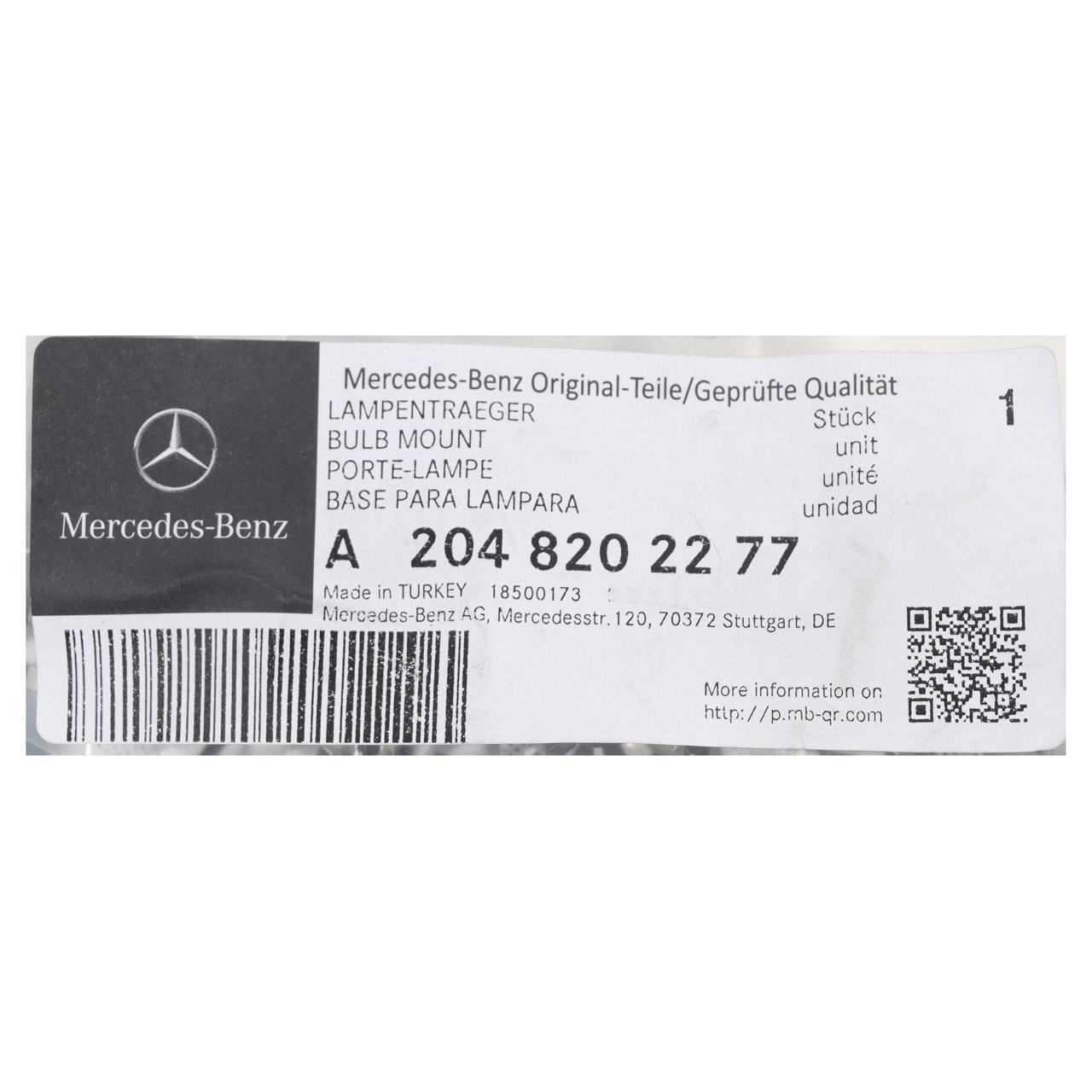 Original MERCEDES-BENZ lamp holder - 204 820 22 77 | myparto