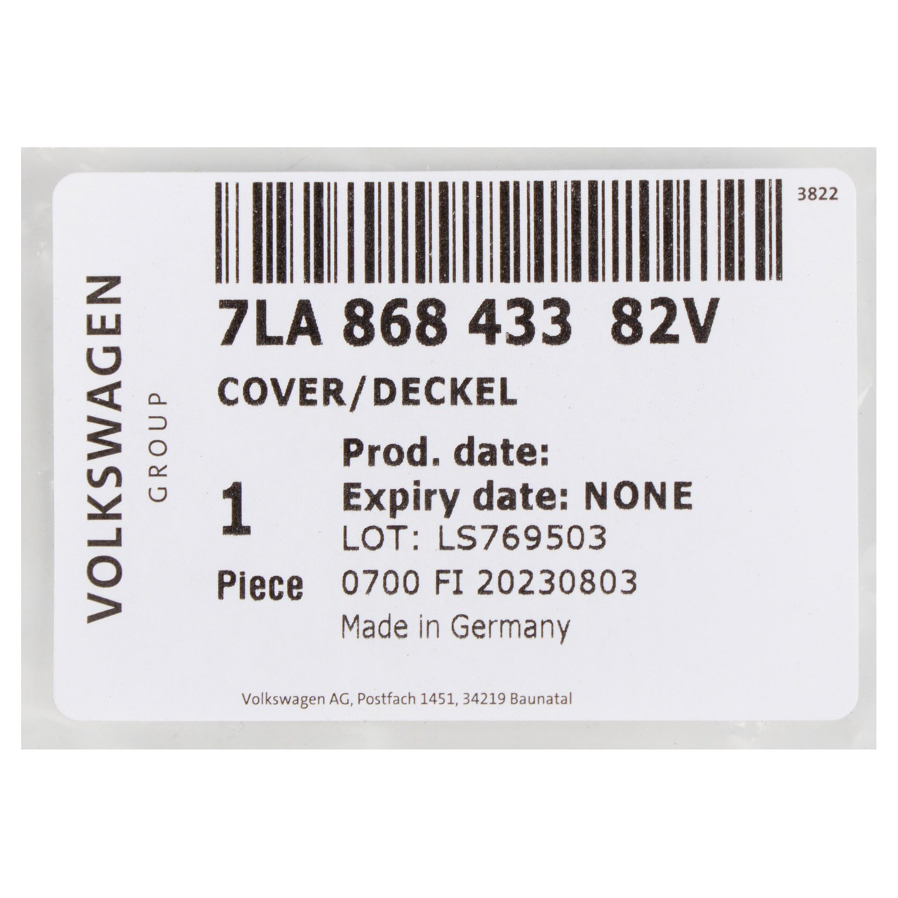 Original VOLKSWAGEN Innenverkleidung / Abdeckungen - 7LA 868 433 82V ...