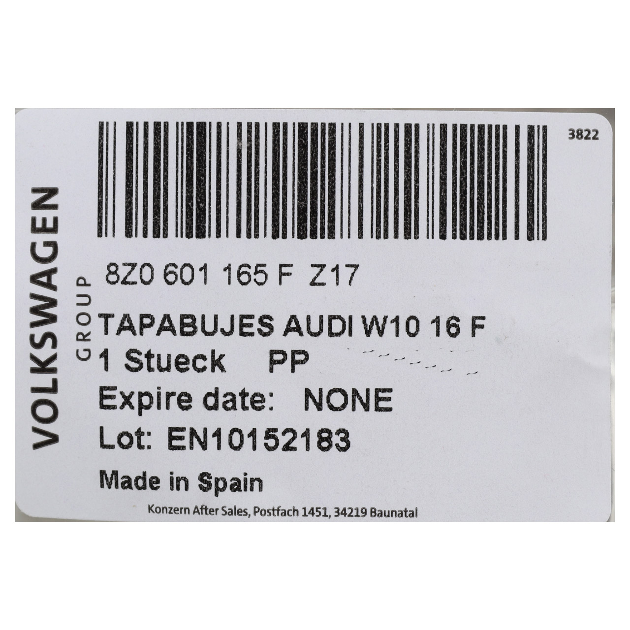 Original AUDI Nabendeckel - 8Z0 601 165 F Z17 | myparto
