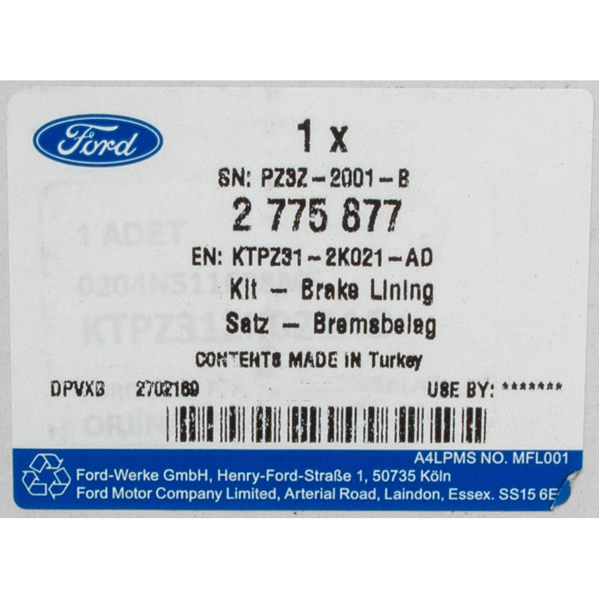 Original FORD Bremsbeläge - 2 775 877 | myparto